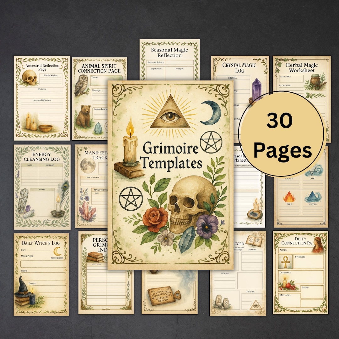 Witchcraft Grimoire Template Pages, BOS Printable, Magical Templates ...