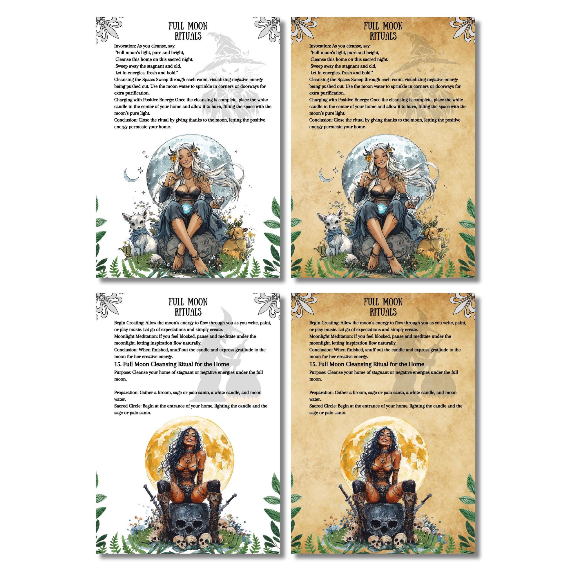 Secret Full Moon Rituals Grimoire Pages, Lunar Magic, Book of Shadows ...