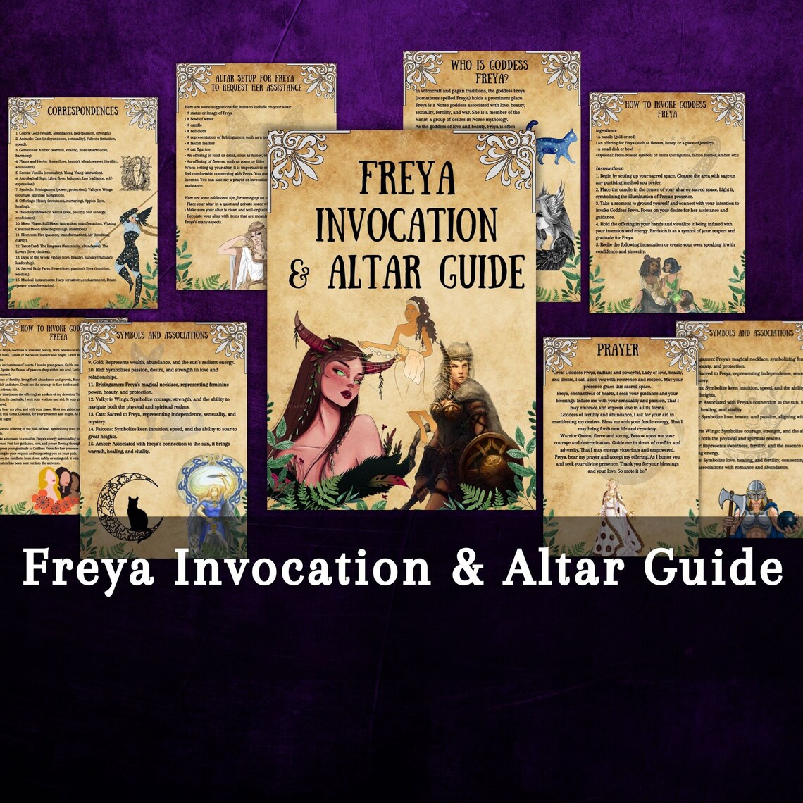 Norse Goddess Freya, Grimoire Pages, Altar Guide, Witchy Book of ...