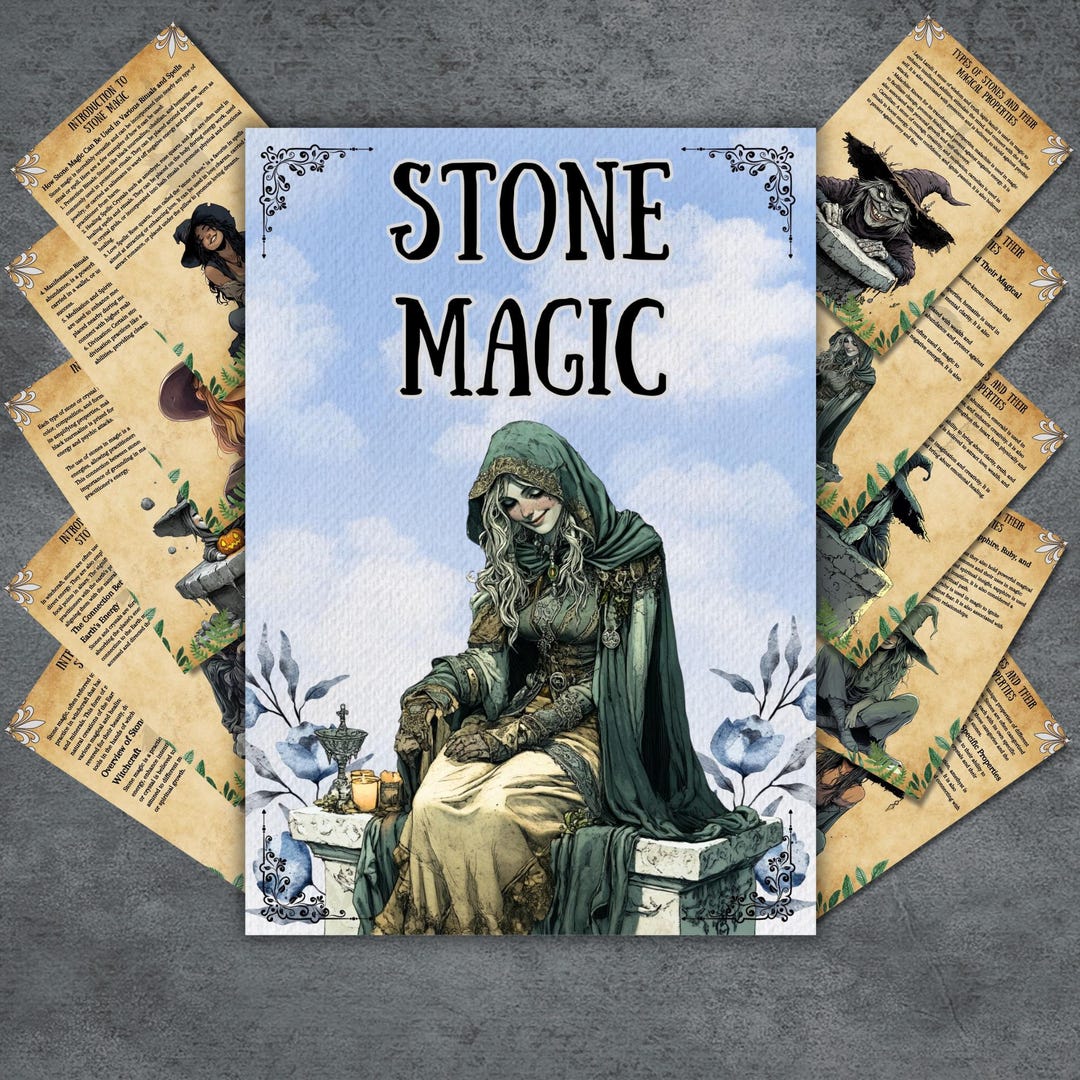 Secret Stone Magic Grimoire Pages, Wicca Book of Shadows, Witchcraft ...