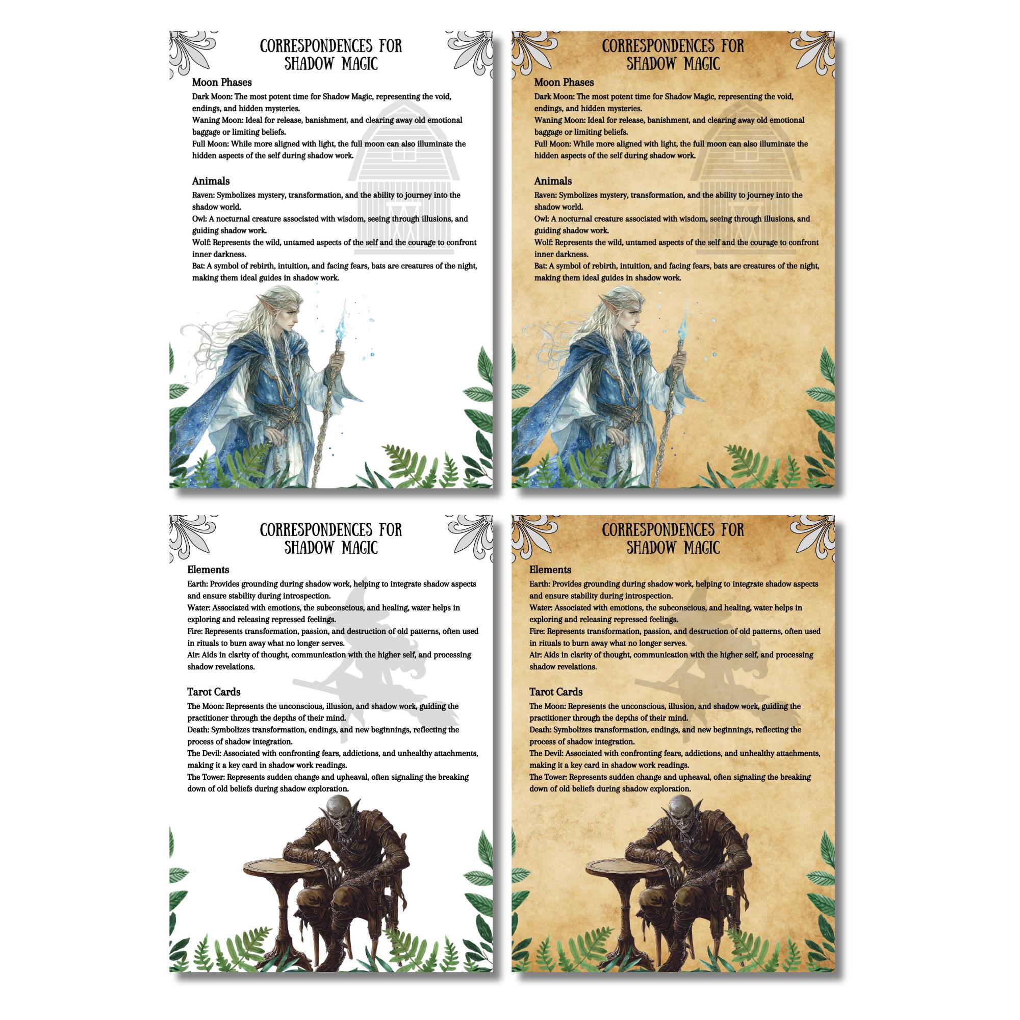 Real Shadow Magic Grimoire Pages, Shadow Work Book of Shadows, Shadow ...