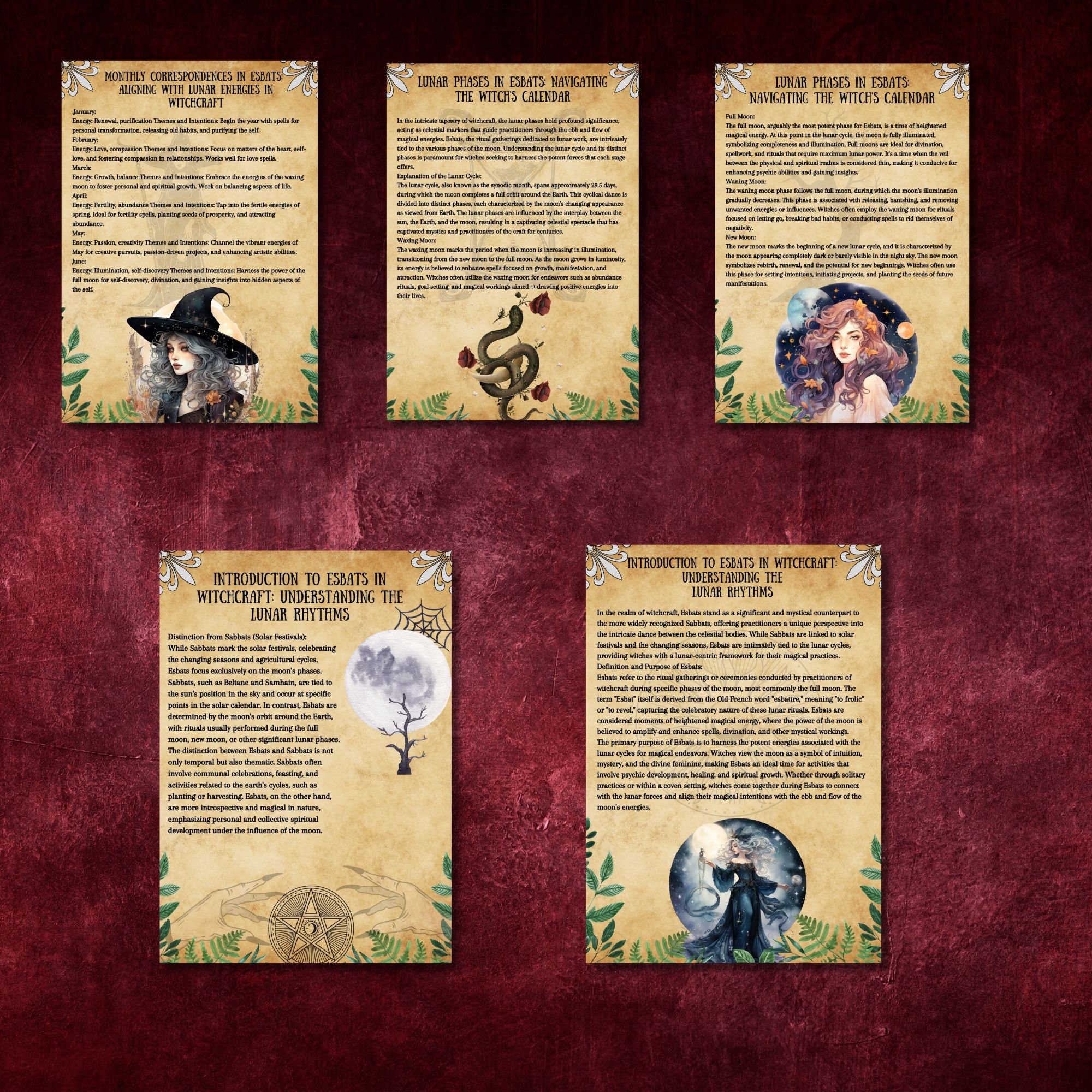 Secret Esbats Grimoire Pages, Wicca Book of Shadows, Printable Esbats ...