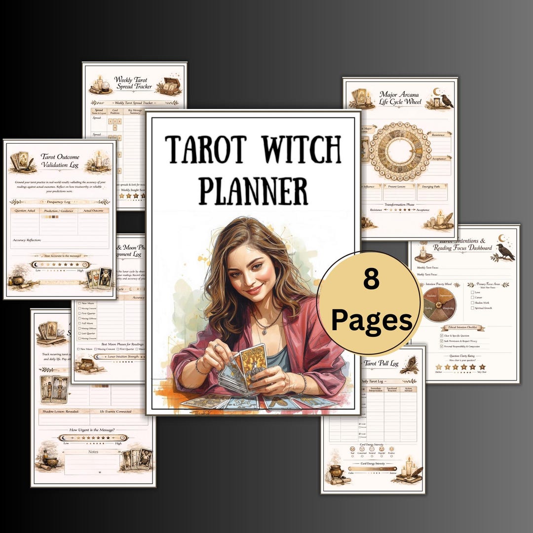 Secret Tarot Witch Planner, Witchcraft Planner Inserts, Tarot Spread ...