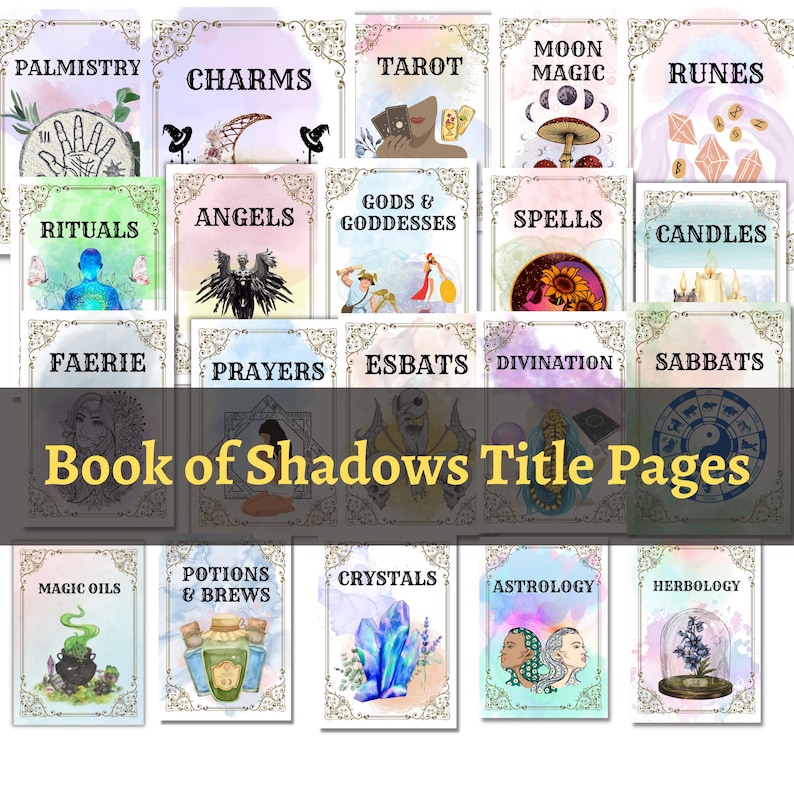 Best Book of Shadows Title Pages Printable Grimoire Pages - Etsy