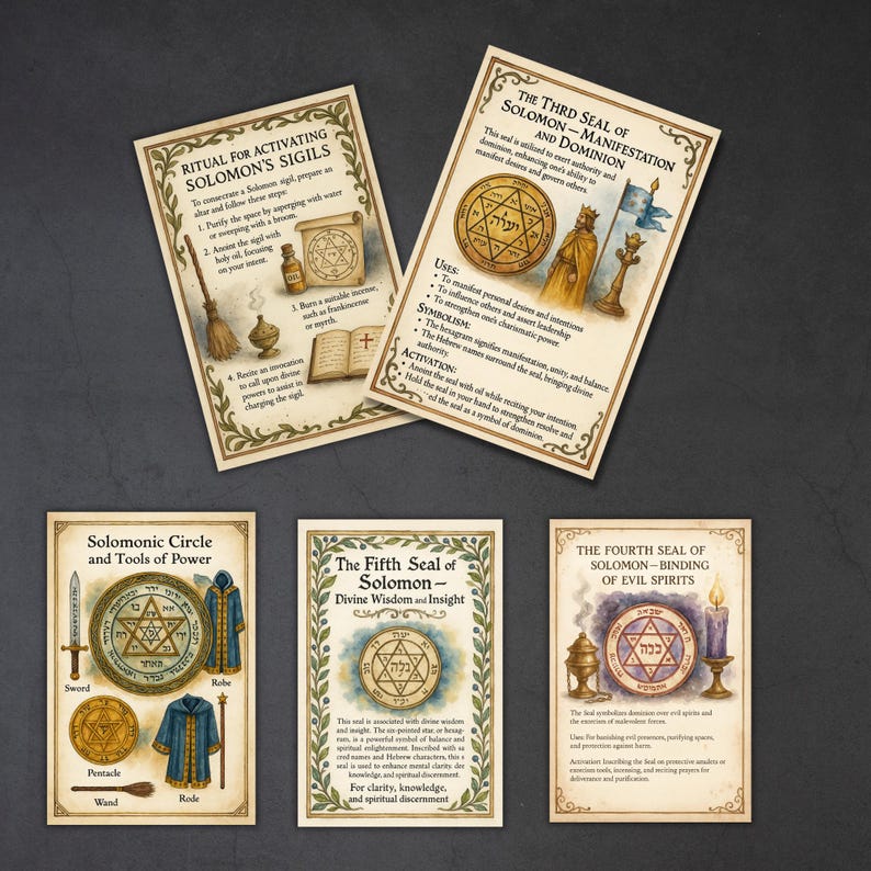 Solomon Sigils Grimoire Pages, Seals of Solomon, Book of Shadows ...