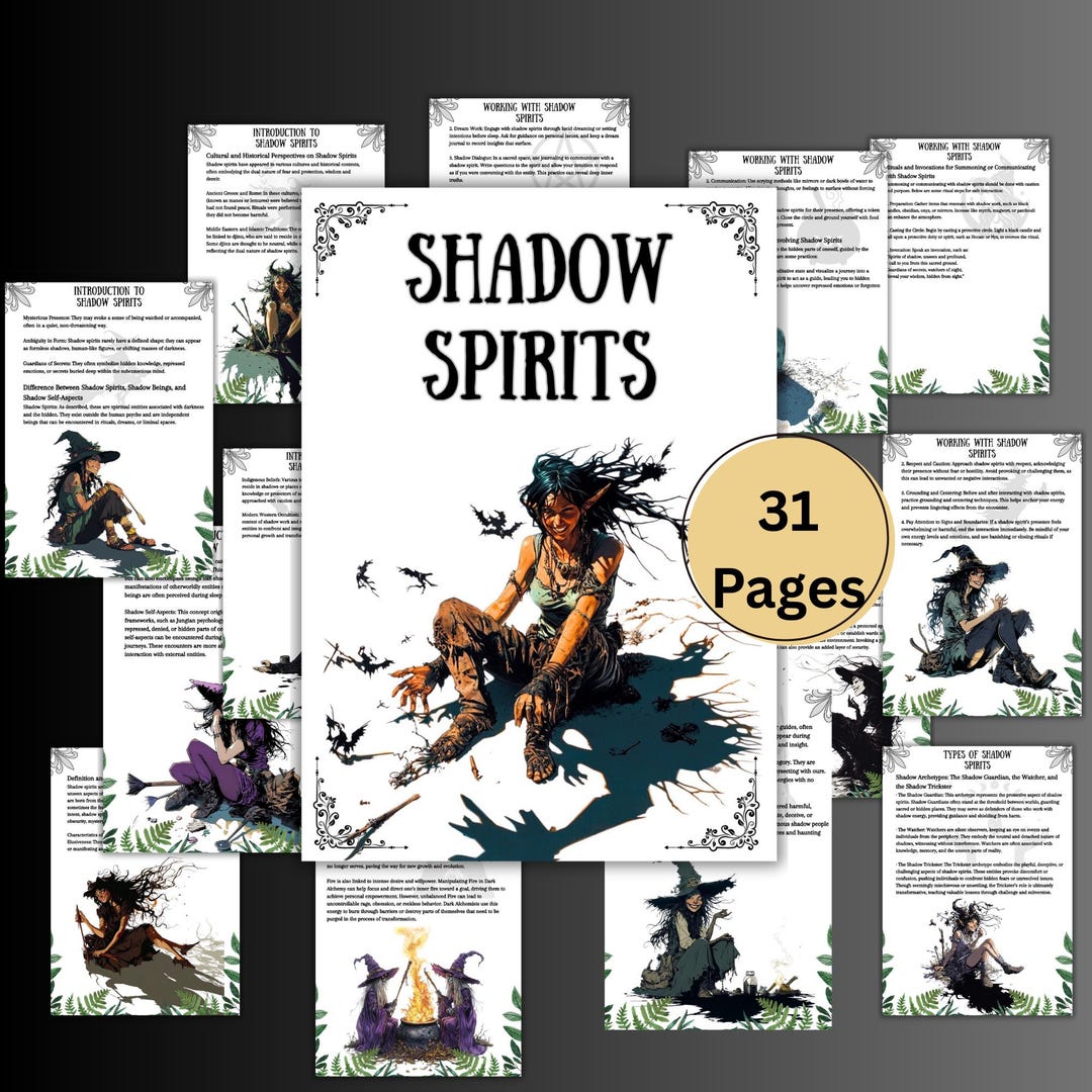 Shadow Spirits Grimoire Pages, Spirit, Witchcraft Book of Shadows, Dark ...