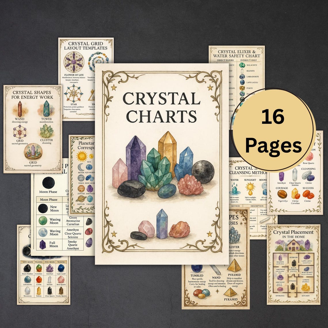 Crystal Charts Grimoire Pages, Crystal Printable, Lists, Crystal ...