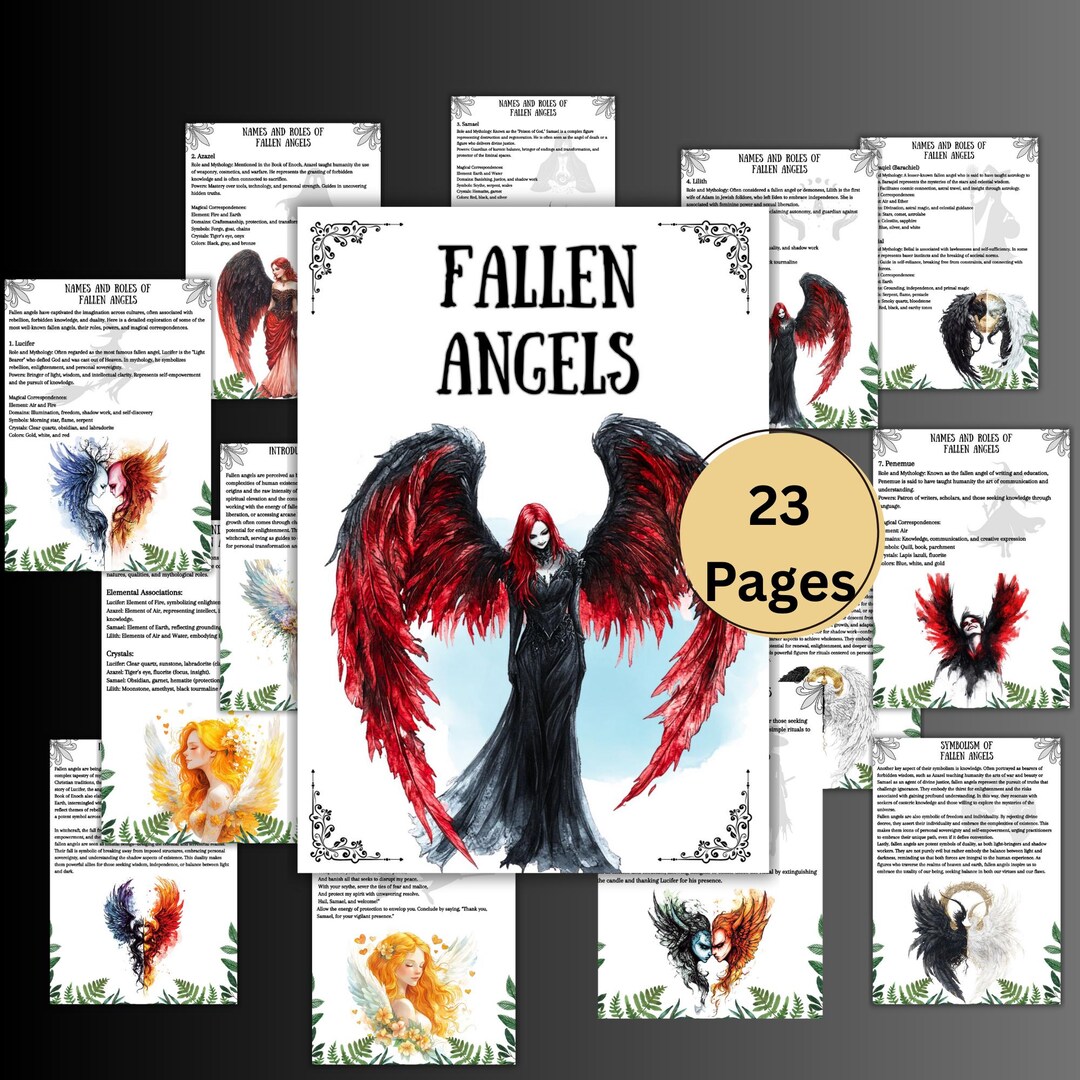 Fallen Angels Grimoire Pages, Printable Witchy Journal, Wiccan, Names ...