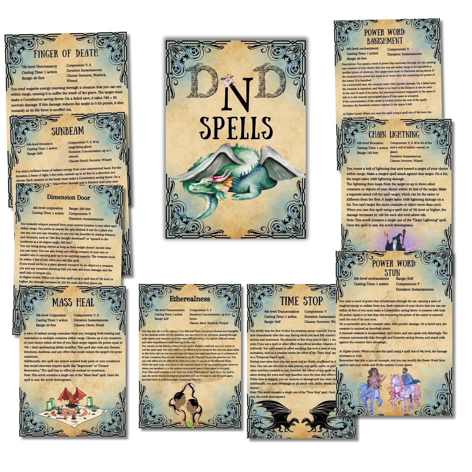 DND 5e Spell Scroll, DND Spellbook, RPG Printable Class Spells ...