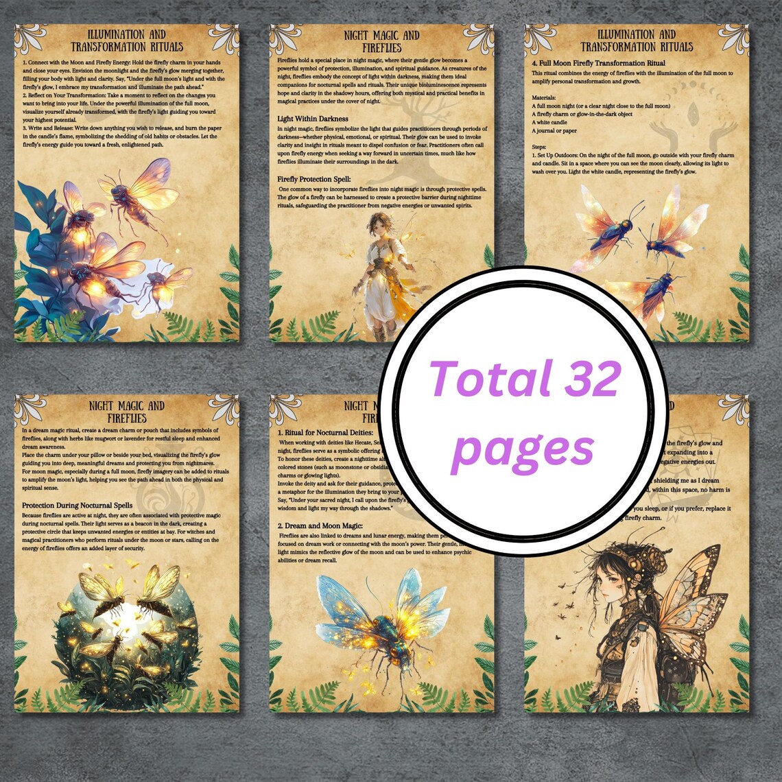 Real Firefly Grimoire Pages, Wicca Book of Shadows, Fireflies Rituals ...