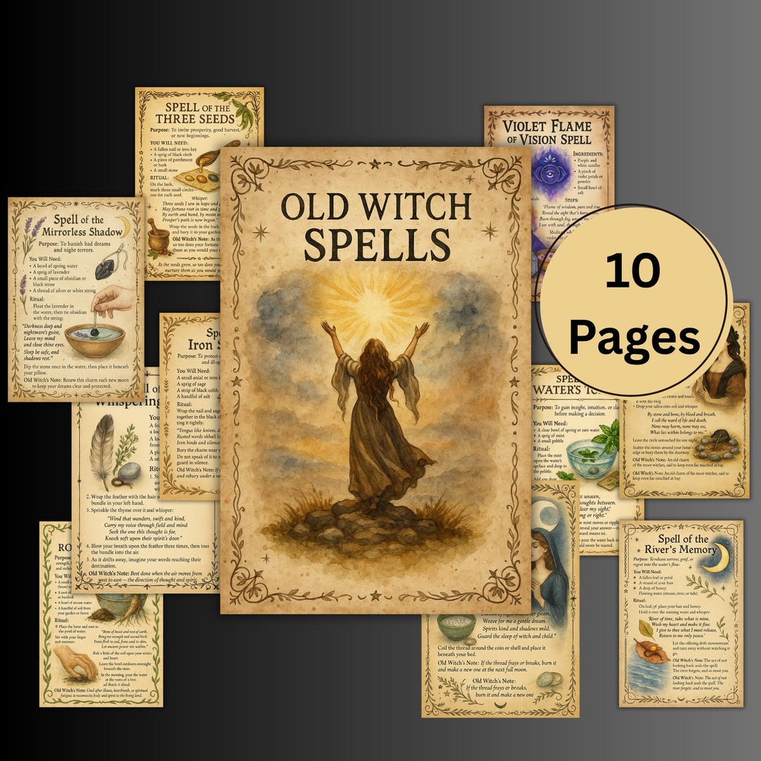 Secret Old Witch Spells, Grimoire Spellbook, Printable Book of Shadows ...