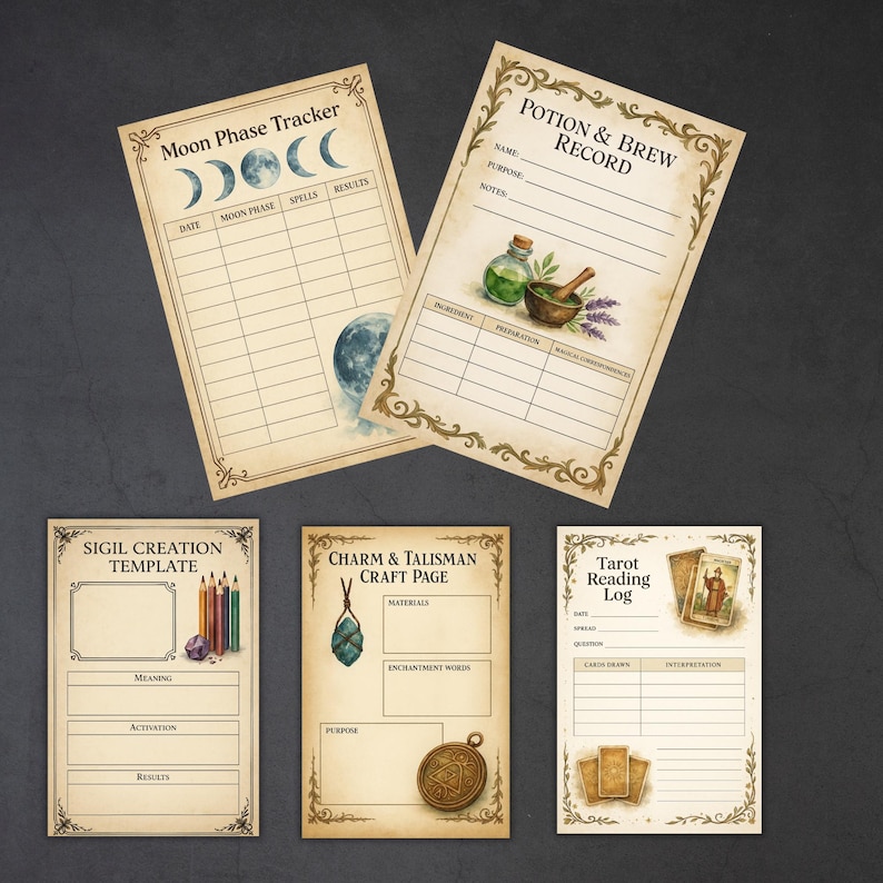 Witchcraft Grimoire Template Pages, BOS Printable, Magical Templates ...