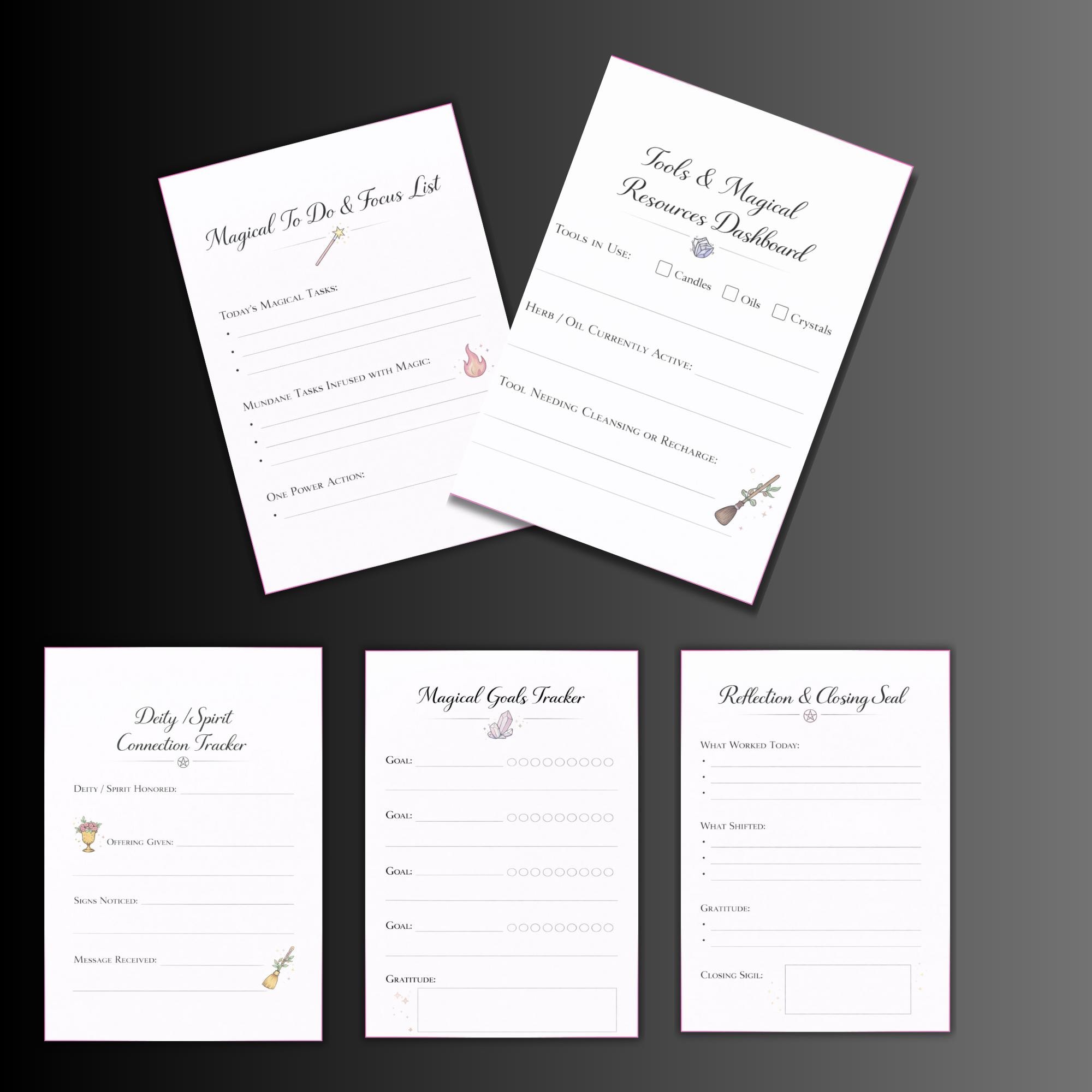 Witch Planner Dashboard, Printable Witchcraft Planner Inserts ...