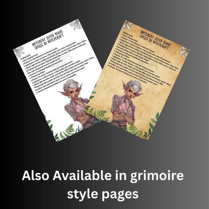 Elves Magic Grimoire Pages, Elf Book of Shadows, Basics Witchcraft ...