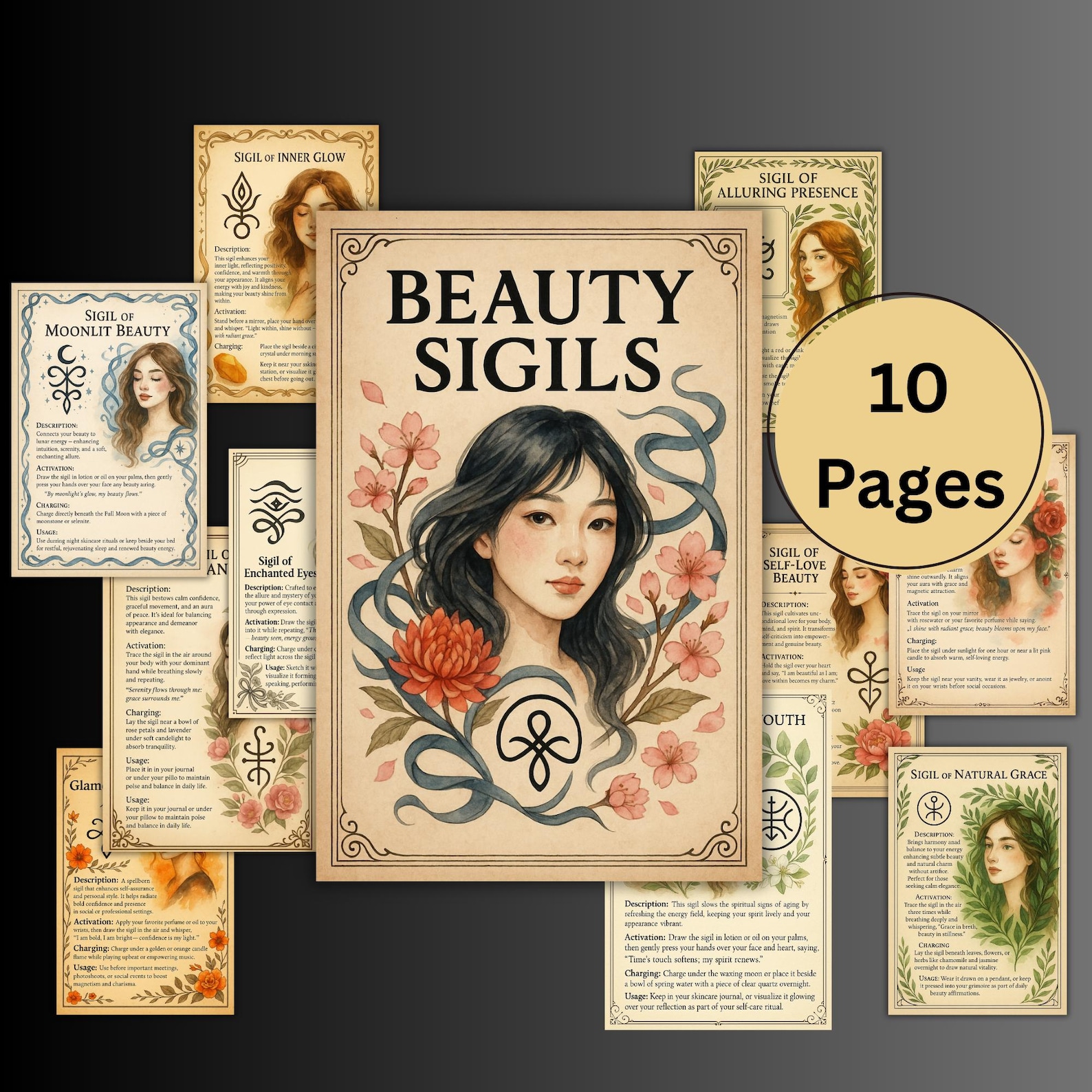 Secret Beauty Sigils, Printable Grimoire, Digital Witchcraft, Glamour ...