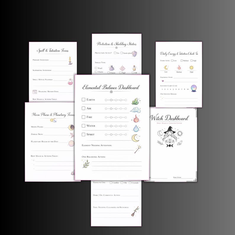 Witch Planner Dashboard, Printable Witchcraft Planner Inserts ...