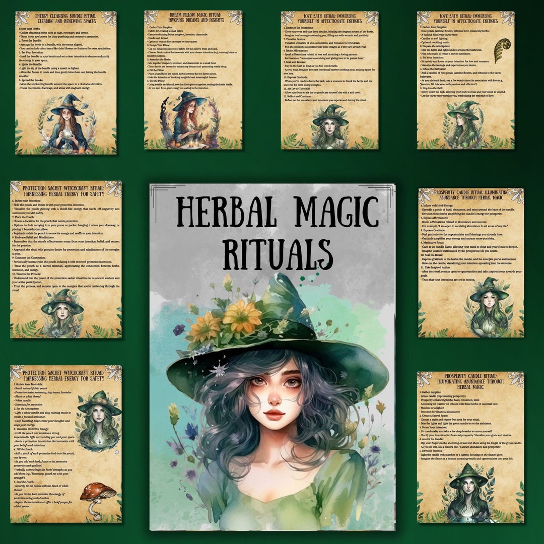 Real Herb Magic Grimoire Pages, Printable Book of Shadows, Herbal ...
