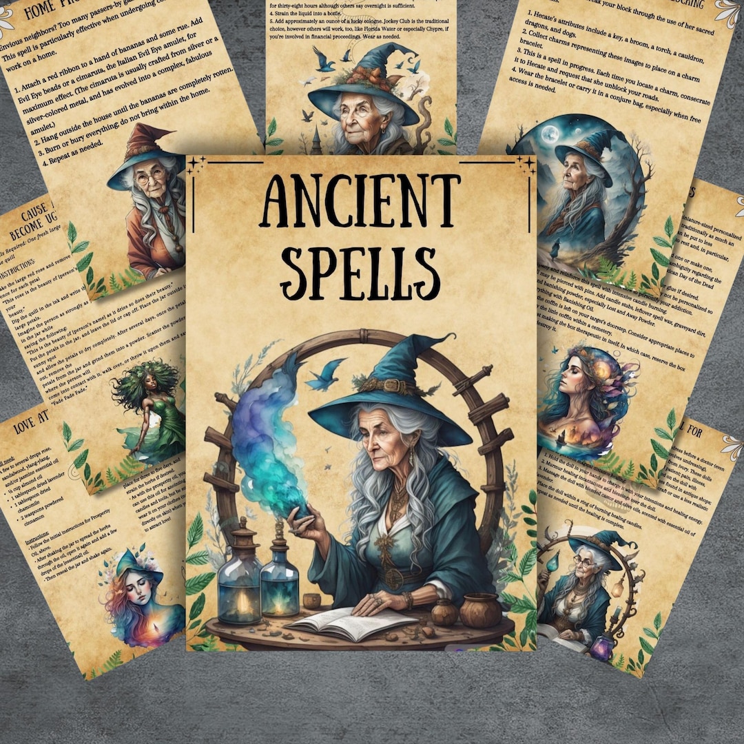 Secret Ancient Spells, Grimoire Pages, Printable Book of Shadows, Wicca ...