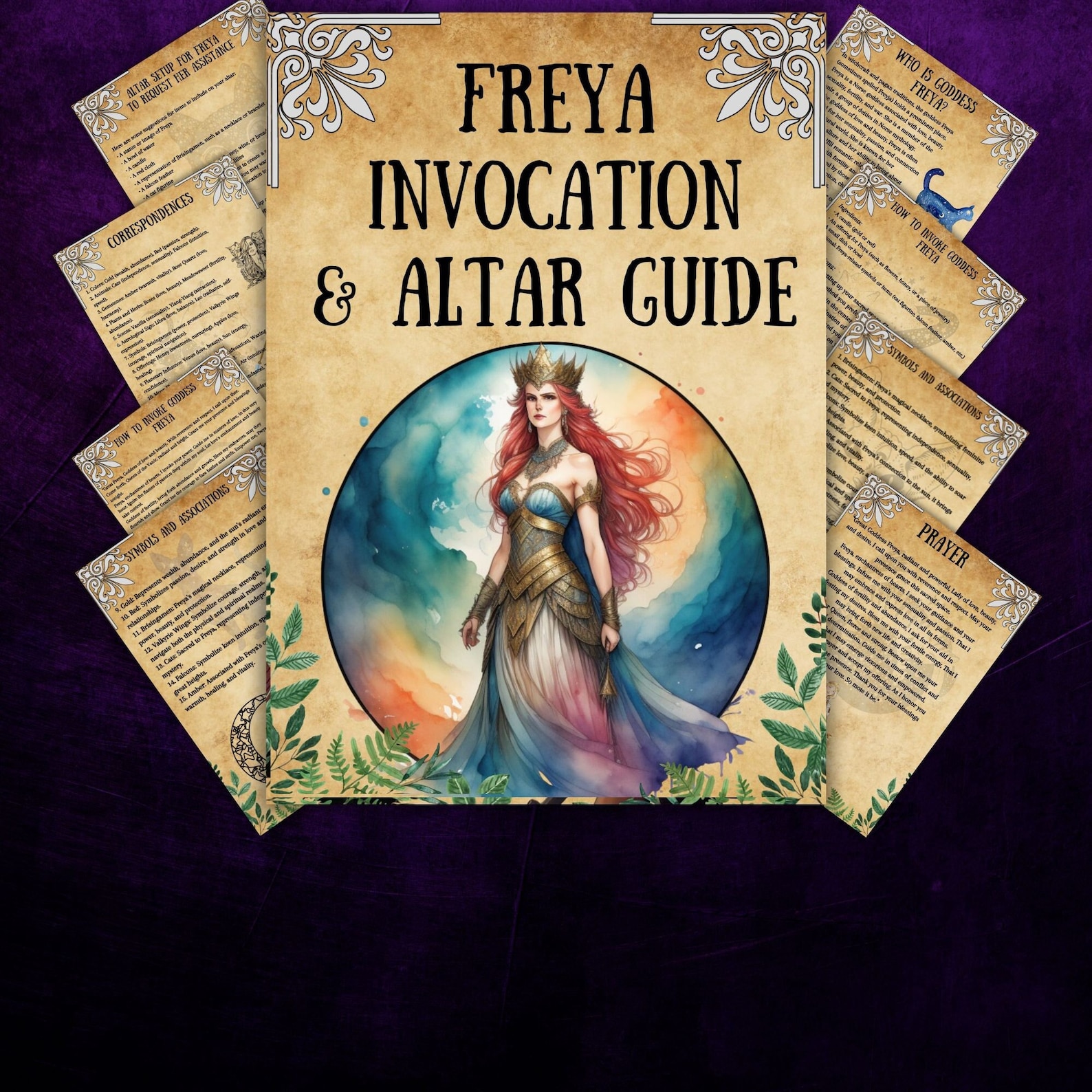 Norse Goddess Freya, Grimoire Pages, Altar Guide, Witchy Book of ...
