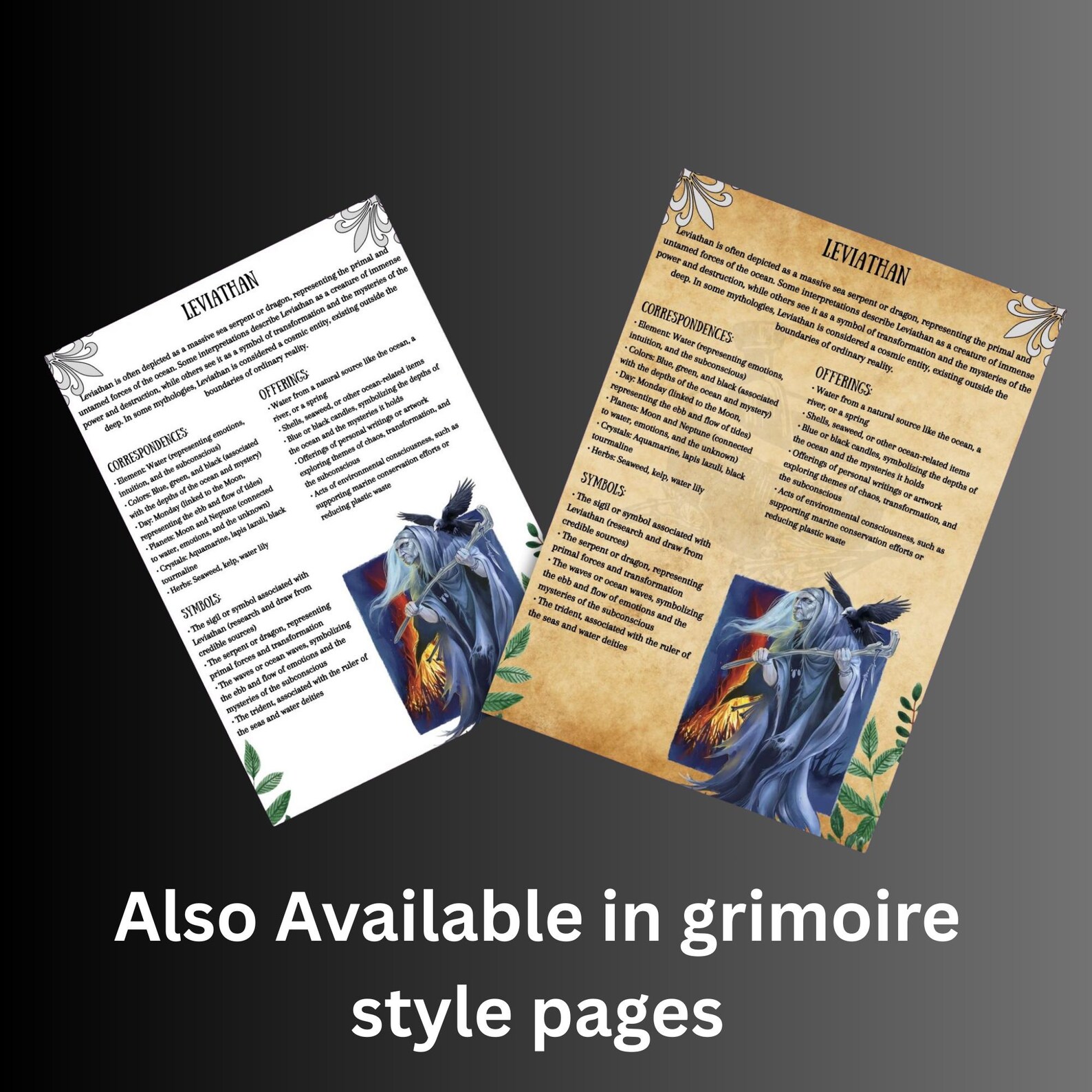Ten Demon Grimoire Pages, Demonic Witchcraft, Printable Book of Shadows ...