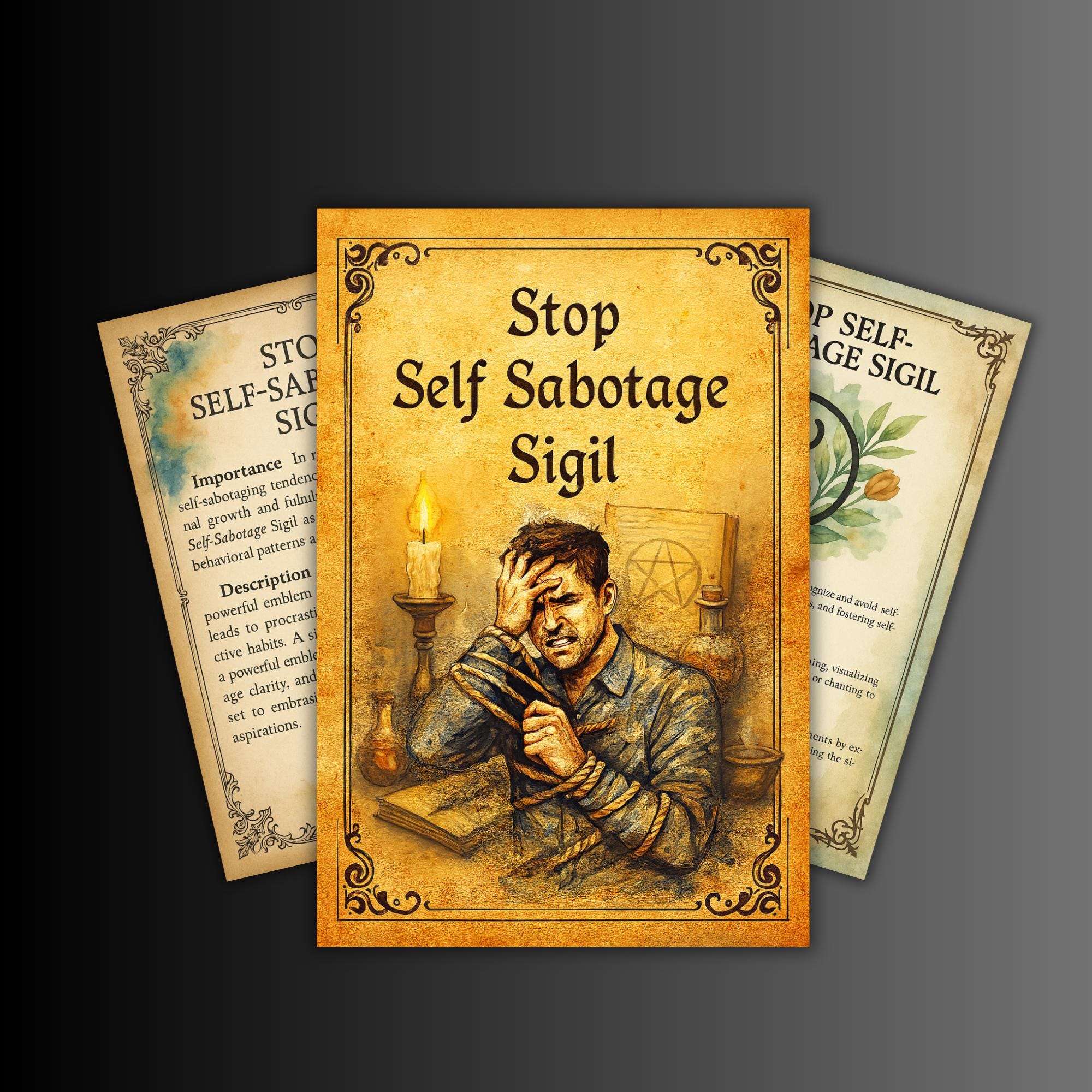 Sigil to Stop Self Sabotage, Printable Sigil Magic Guide, Grimoire Page ...