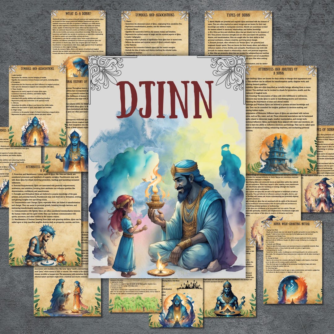 Djinn Magic Grimoire Pages, Printable Book of Shadows, Wiccan ...