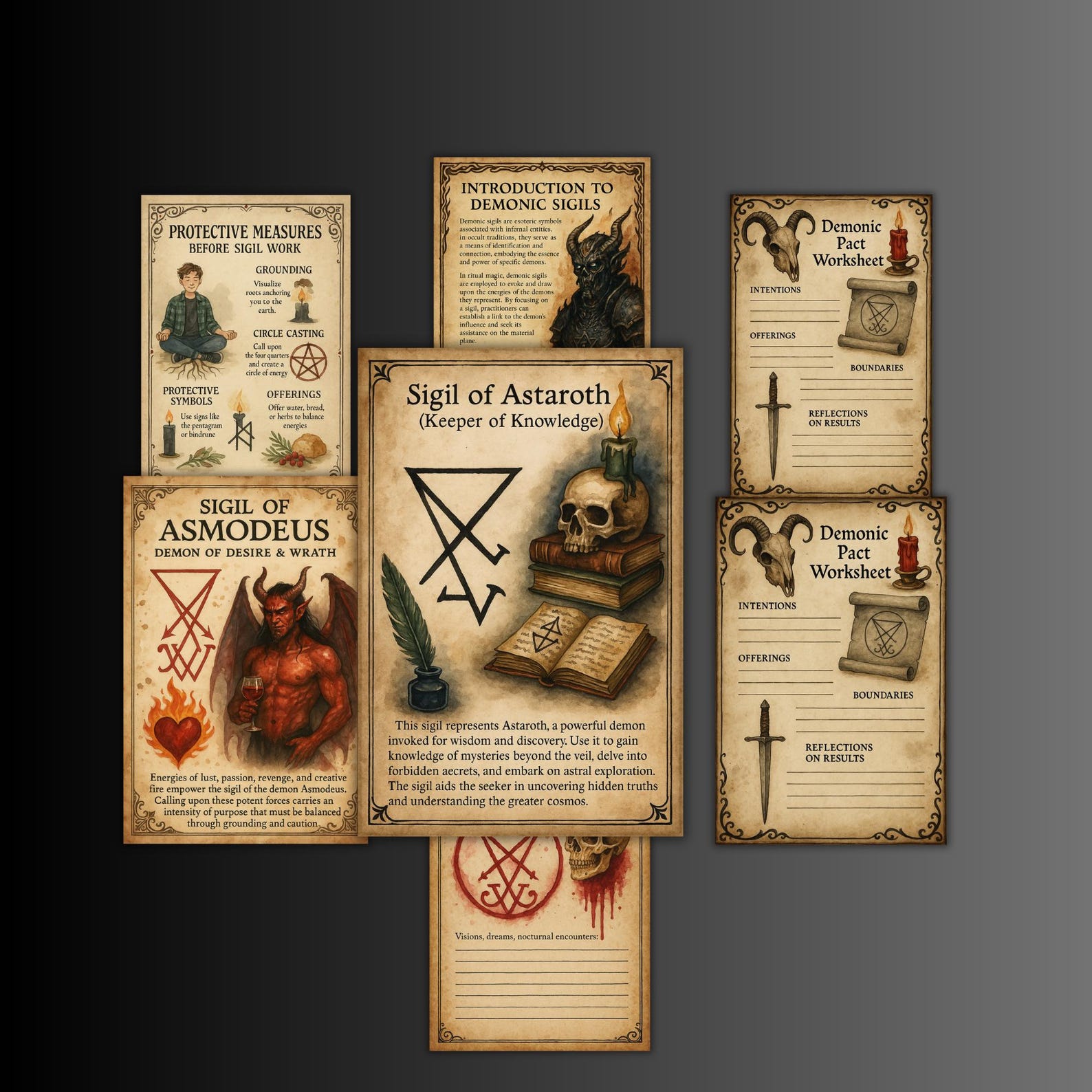 Secret Demonic Sigils Grimoire Pages, Witch Journal, Book of Shadows ...