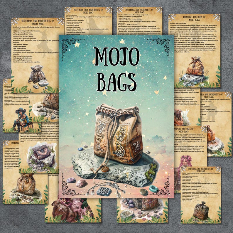 Mojo Bags Grimoire Pages, Charms, Witchcraft, Book of Shadows, Wicca ...