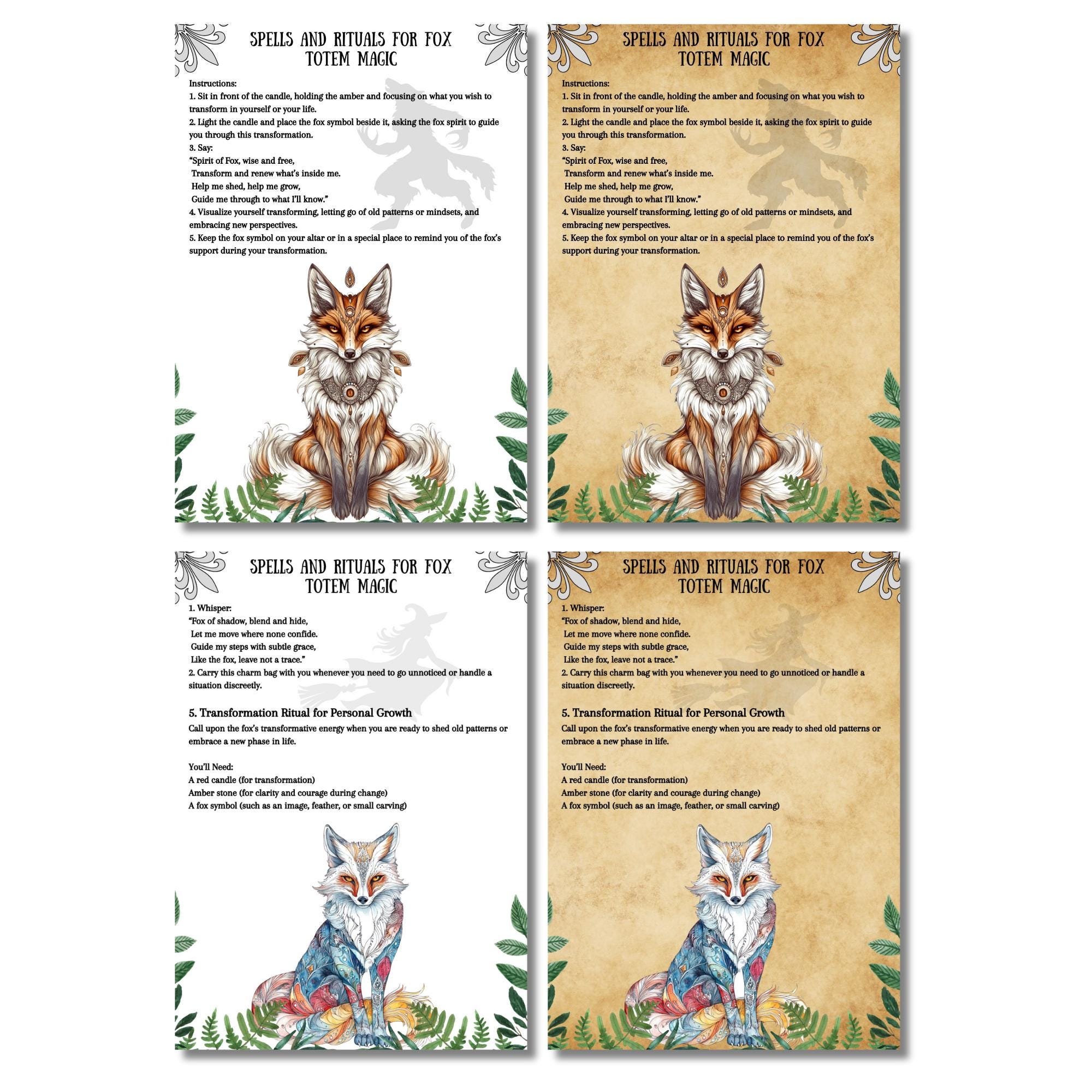 Secret Fox Totem Grimoire Bundle, Spirit Animals, Book of Shadows ...