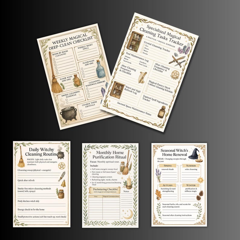 Witch's Cleaning Schedule, Digital Grimoire Pages, Planner, Witchcraft ...