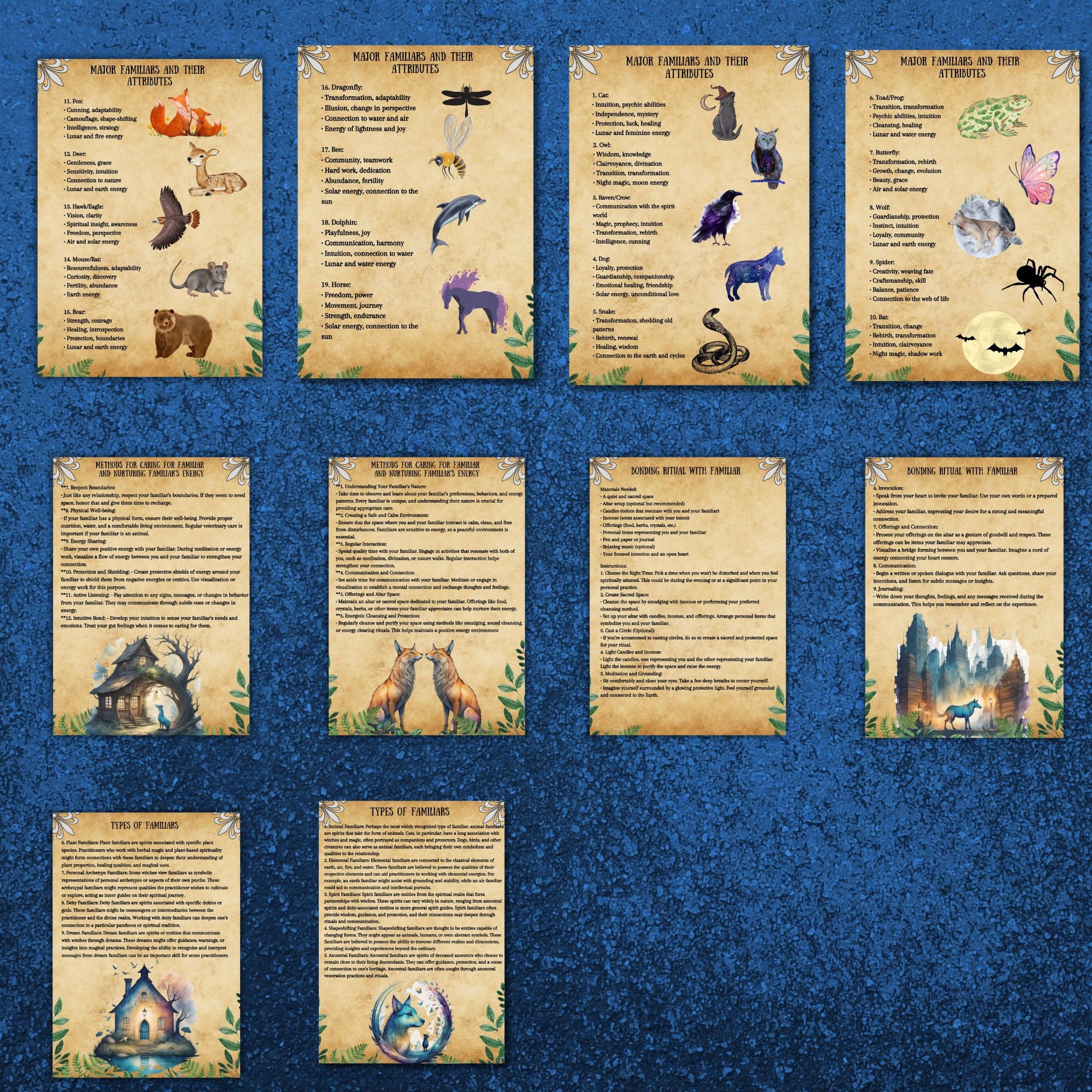 Secret Familiars Witchcraft Grimoire Pages, Printable Book of Shadows ...