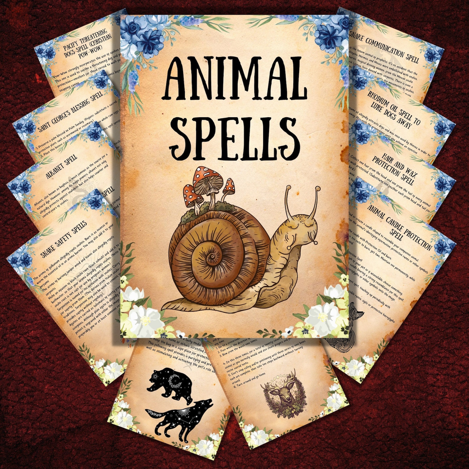Animal Spells Bundle, Witchy Book of Spells Pages, Wicca Witchcraft ...