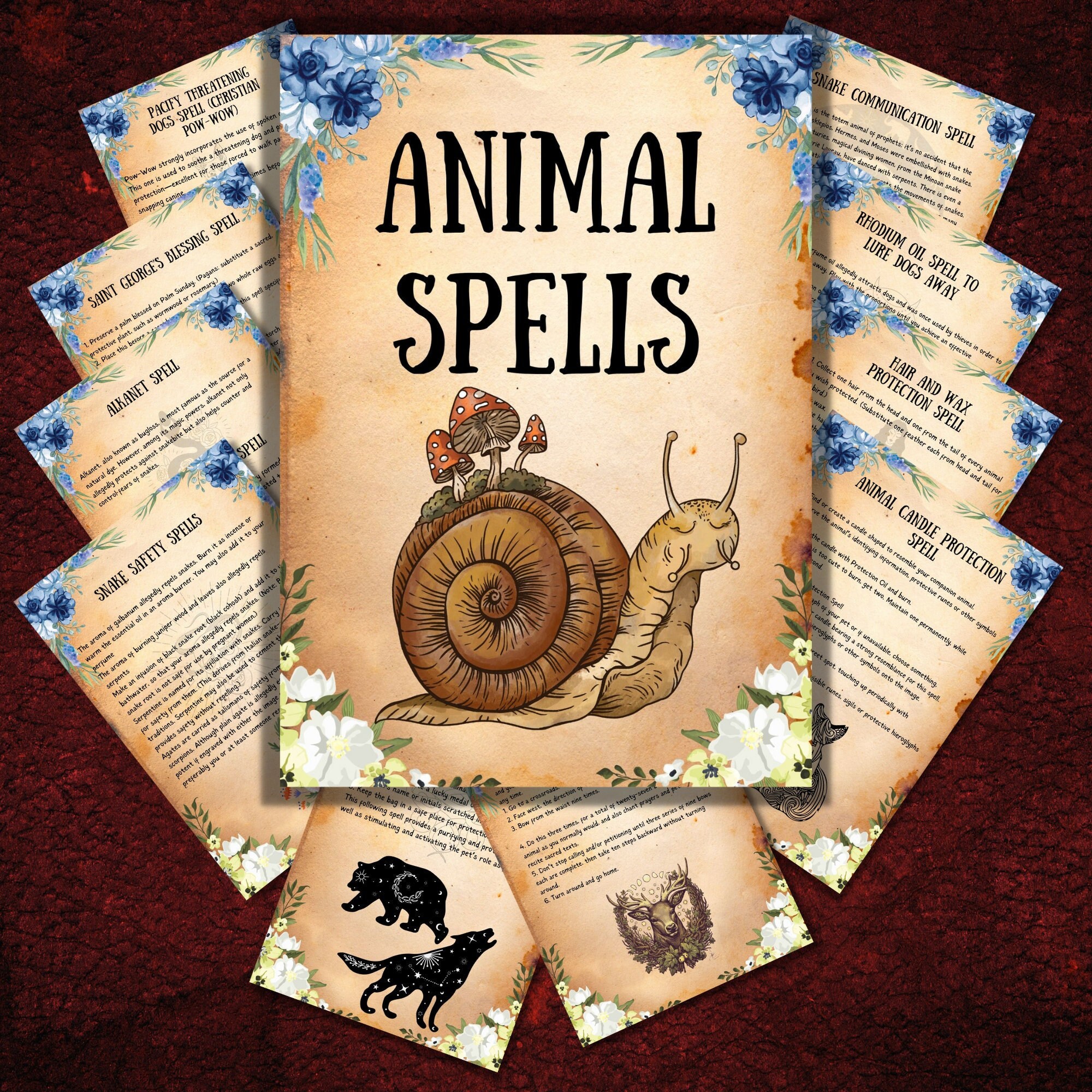Animal Spells Bundle, Witchy Book of Spells Pages, Wicca Witchcraft ...