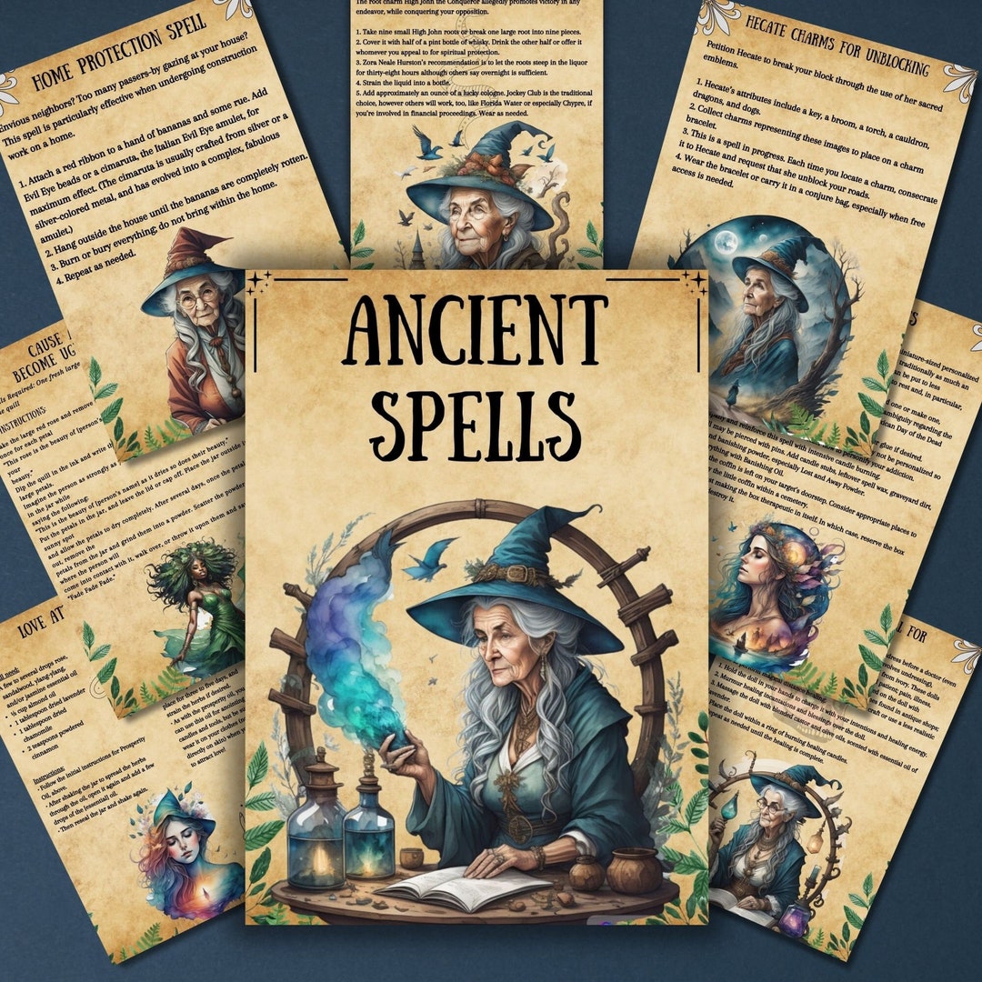 Secret Ancient Spells, Grimoire Pages, Printable Book of Shadows, Wicca ...
