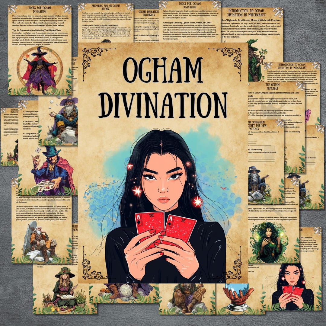 Secret Ogham Divination Grimoire Pages, Divination Book of Shadows ...