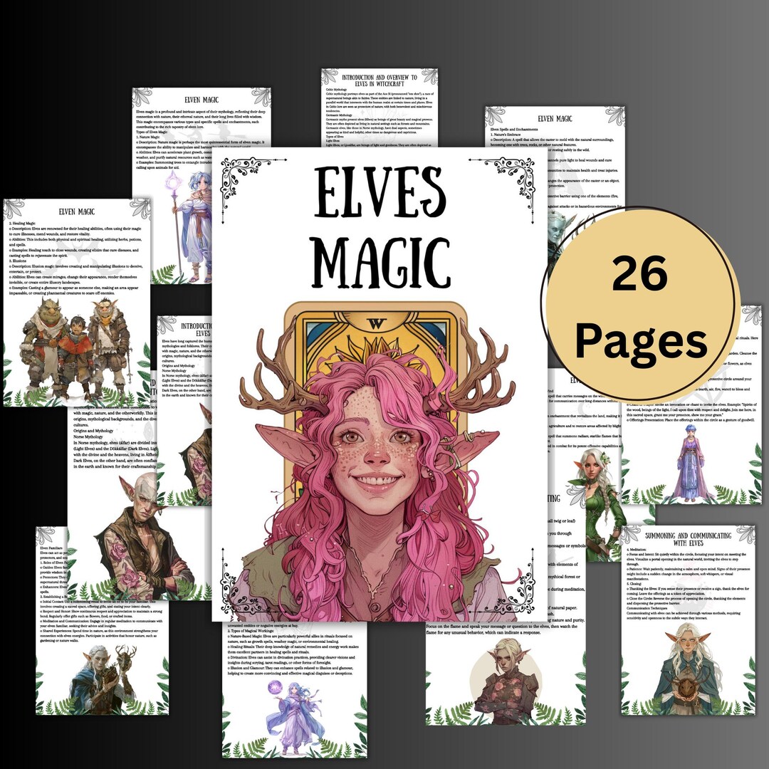 Elves Magic Grimoire Pages, Elf Book of Shadows, Basics Witchcraft ...