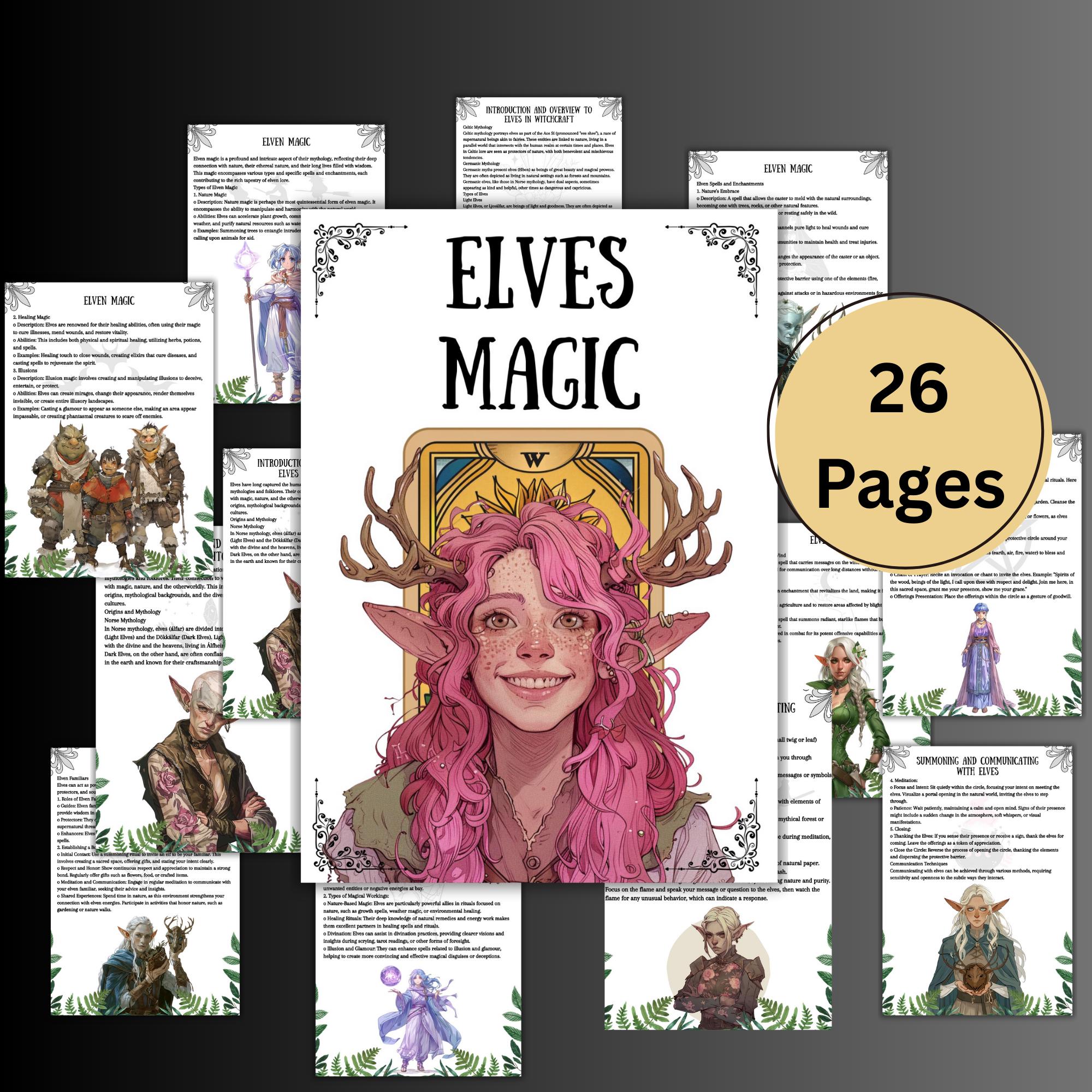 Elves Magic Grimoire Pages, Elf Book of Shadows, Basics Witchcraft ...