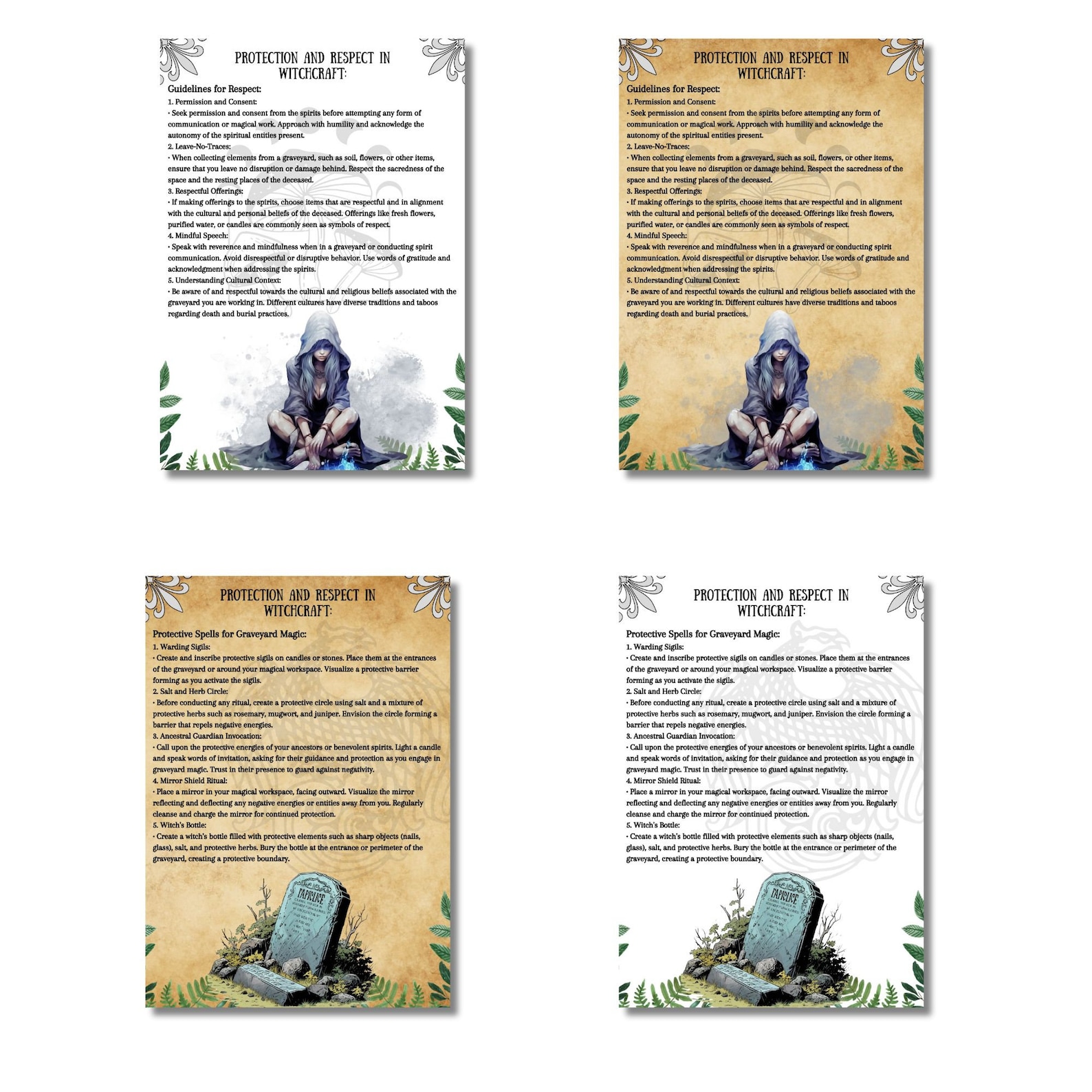 Secret Graveyard Grimoire Pages, Witches Book of Shadows, Graveyard ...