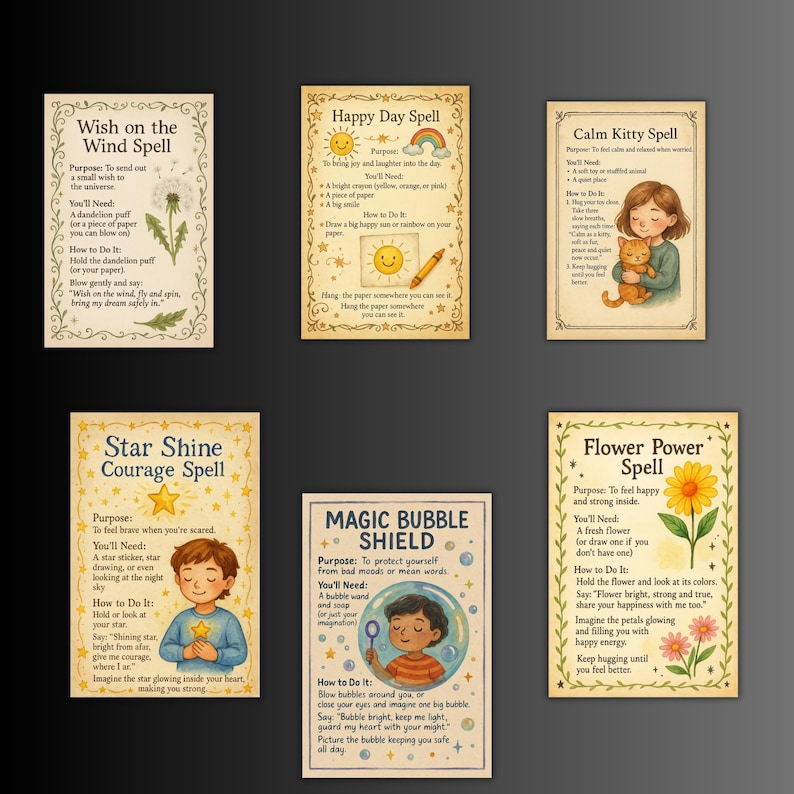 Spell Book Pages for Kids, Witchcraft for Kids, Printable Spells Bundle ...