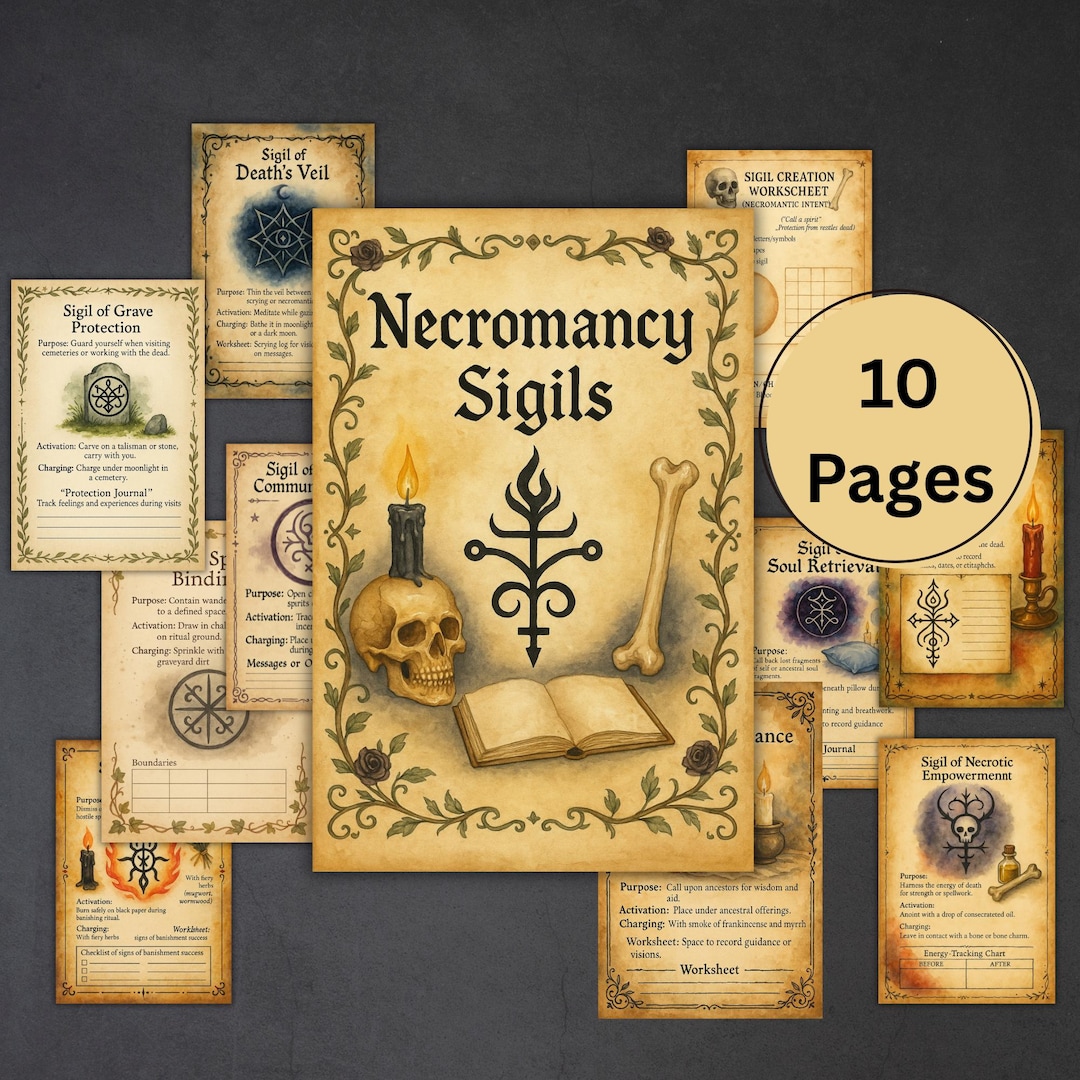 Necromancy Sigils Bundle, Grimoire Pages, Witch Ritual Journal, Book of ...