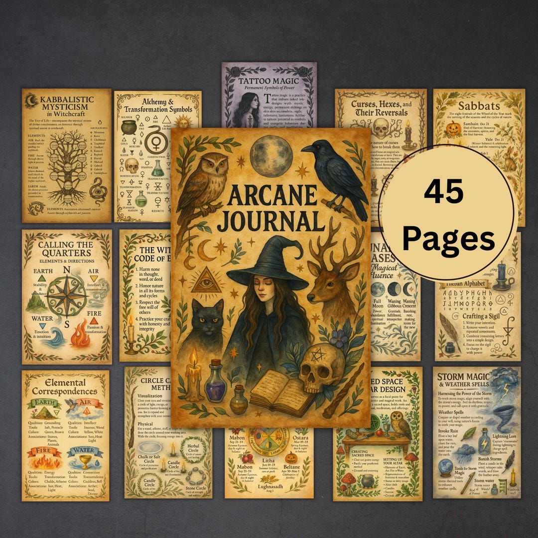 Secret Arcane Journal Pages, Grimoire Bundle, Book of Shadows, Witch ...