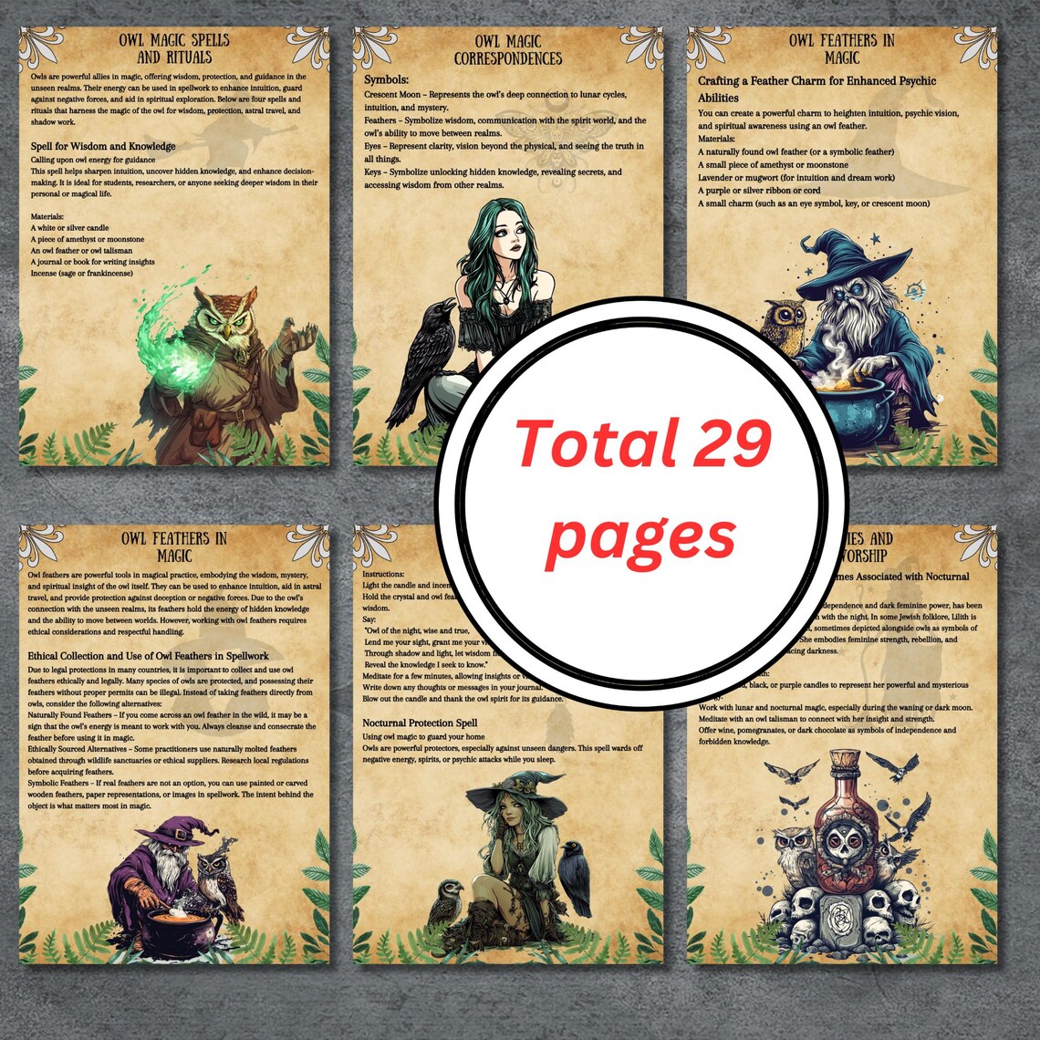 Owl Magic Grimoire Pages, Familiars Book of Shadows, Spirit Animals ...