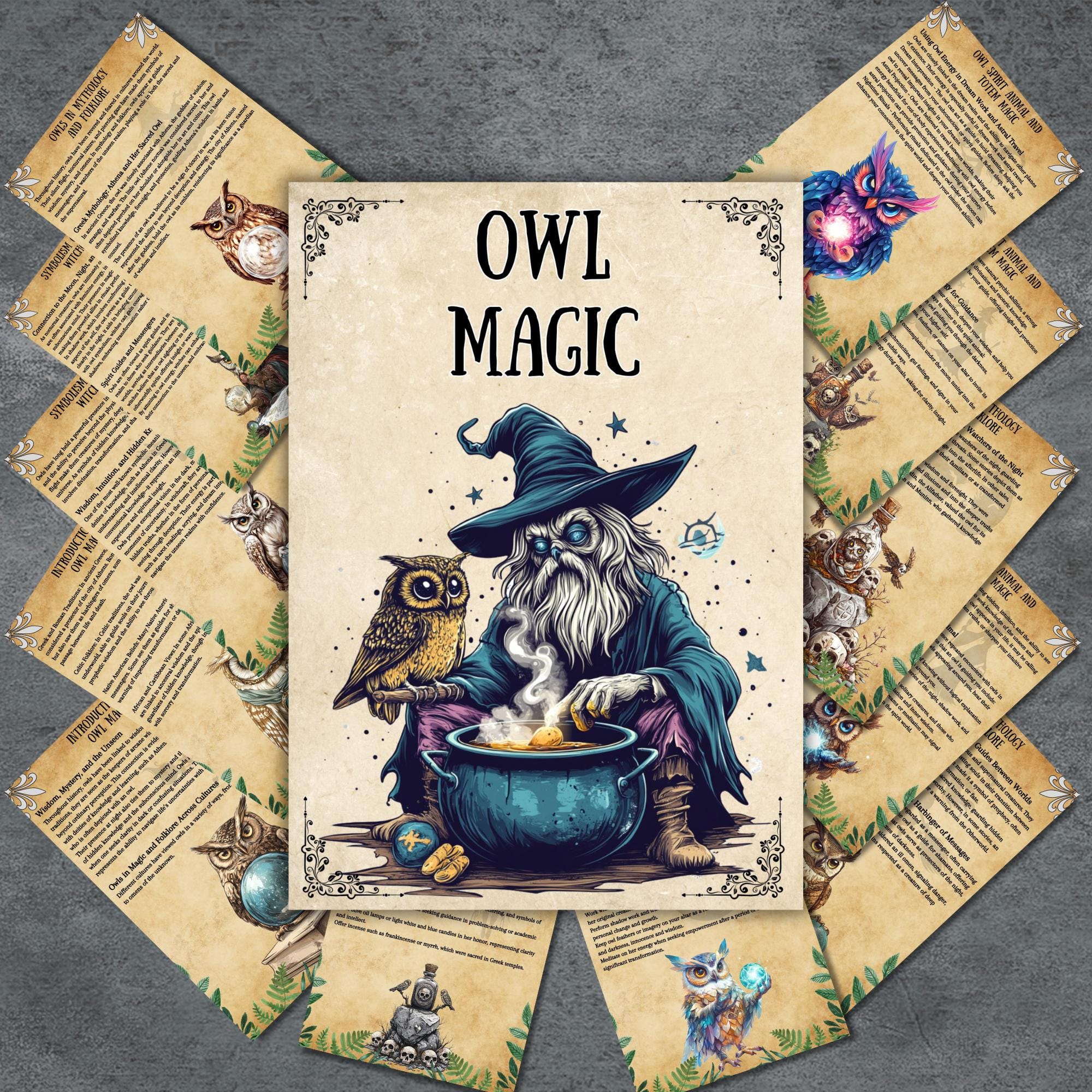 Owl Magic Grimoire Pages, Familiars Book of Shadows, Spirit Animals ...