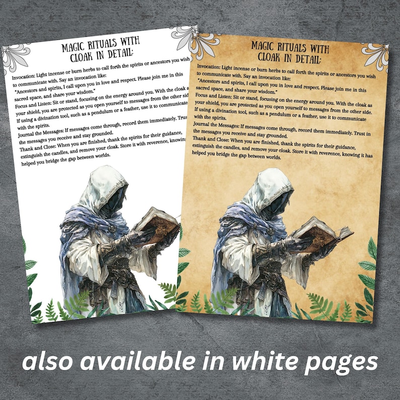 Witchcraft Cloak Grimoire Pages, Witchcraft Tools, Book of Shadows ...
