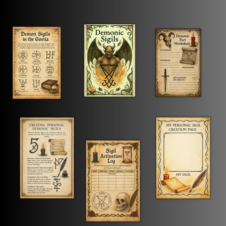 Secret Demonic Sigils Grimoire Pages, Witch Journal, Book of Shadows ...