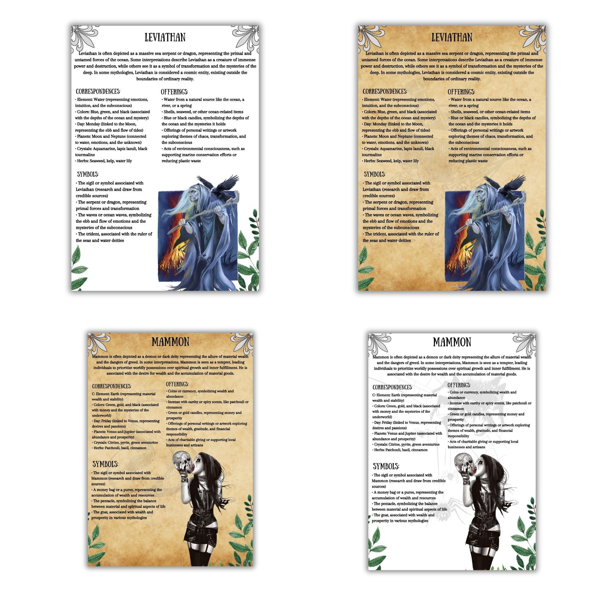 Ten Demon Grimoire Pages, Demonic Witchcraft, Printable Book of Shadows ...