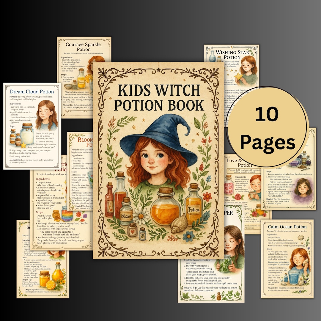 Kids Witch Potion Book, Potion Recipes, Magic Cookbook Kids, Pretend ...