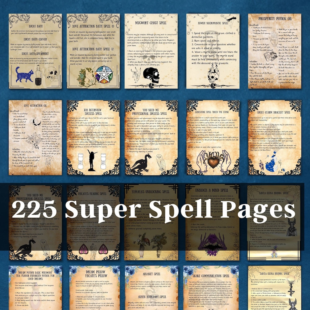 Super Spells Pages, Witchy Grimoire, Spell Book, Printable Witchcraft ...