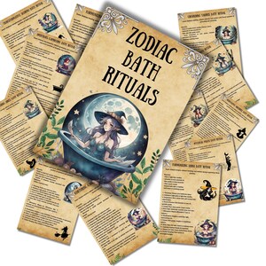 Zodiac Rituals Magick, Grimoire Pages for Book of Shadows, Wicca ...