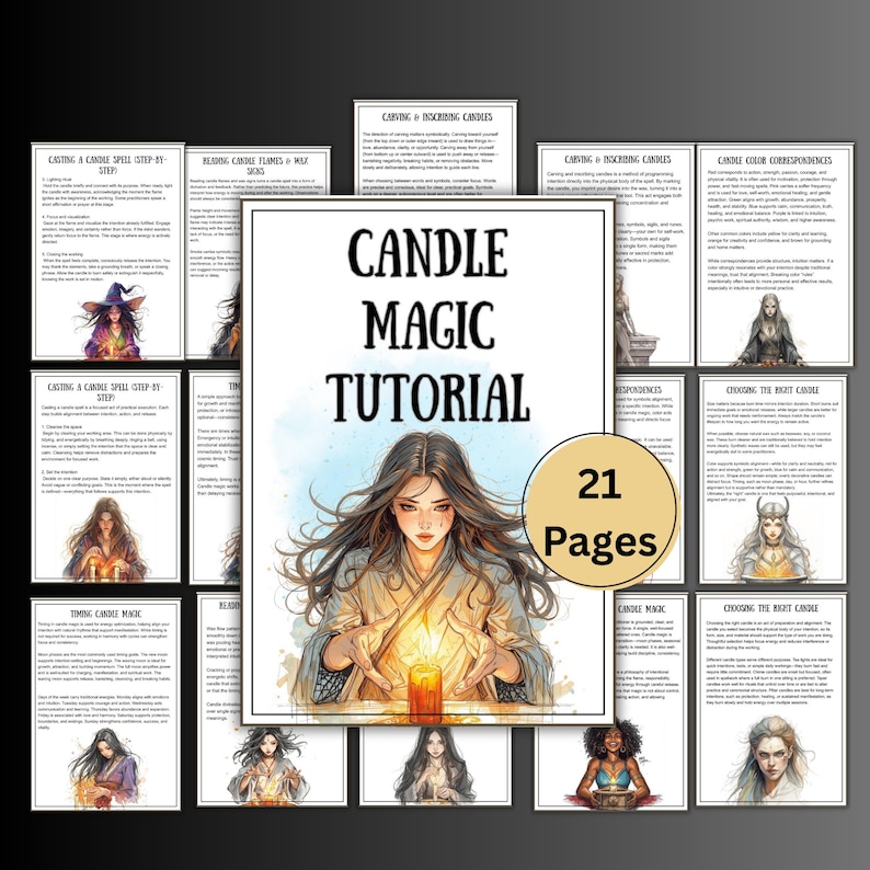 Secret Candle Magic Tutorial Pages, Grimoire, Book of Candle Ritual ...